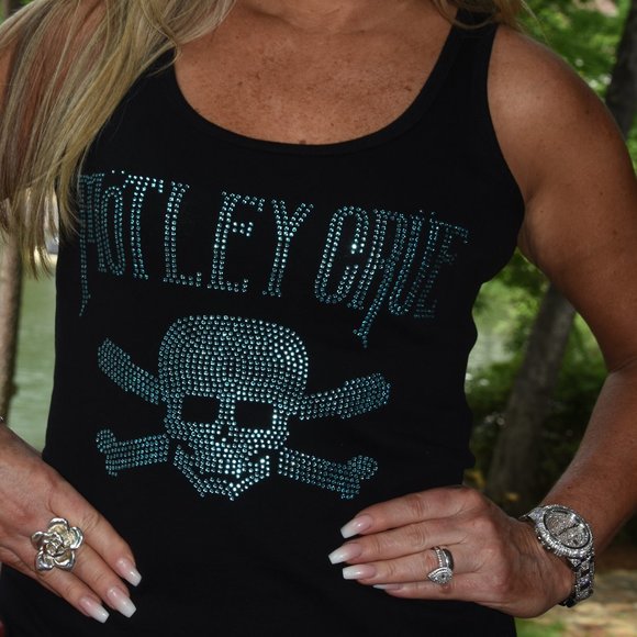 custom made rhinestone shirt | Tops | Motley Crue Rhinestone Tank Aqua Rhinestones Xs S M L Xl ...
